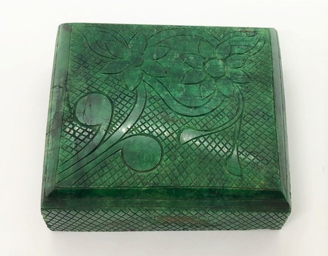 Vintage Natural Emerald Carved Floral Statue , Paperweight, Loose ...