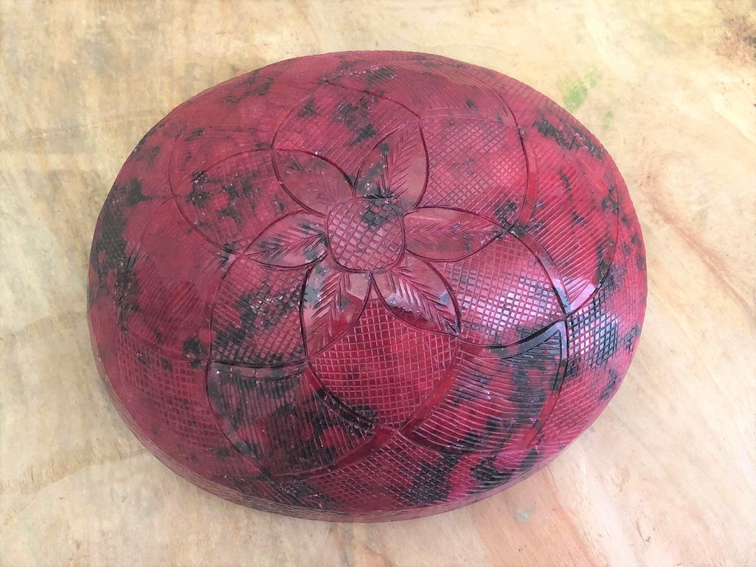 Vintage Natural Oval Ruby Carved Floral Statue , Paperweight, Loose ...