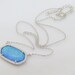 Vintage Sterling Silver Blue Opal Coffing Pendant Necklace Chain 17 ...