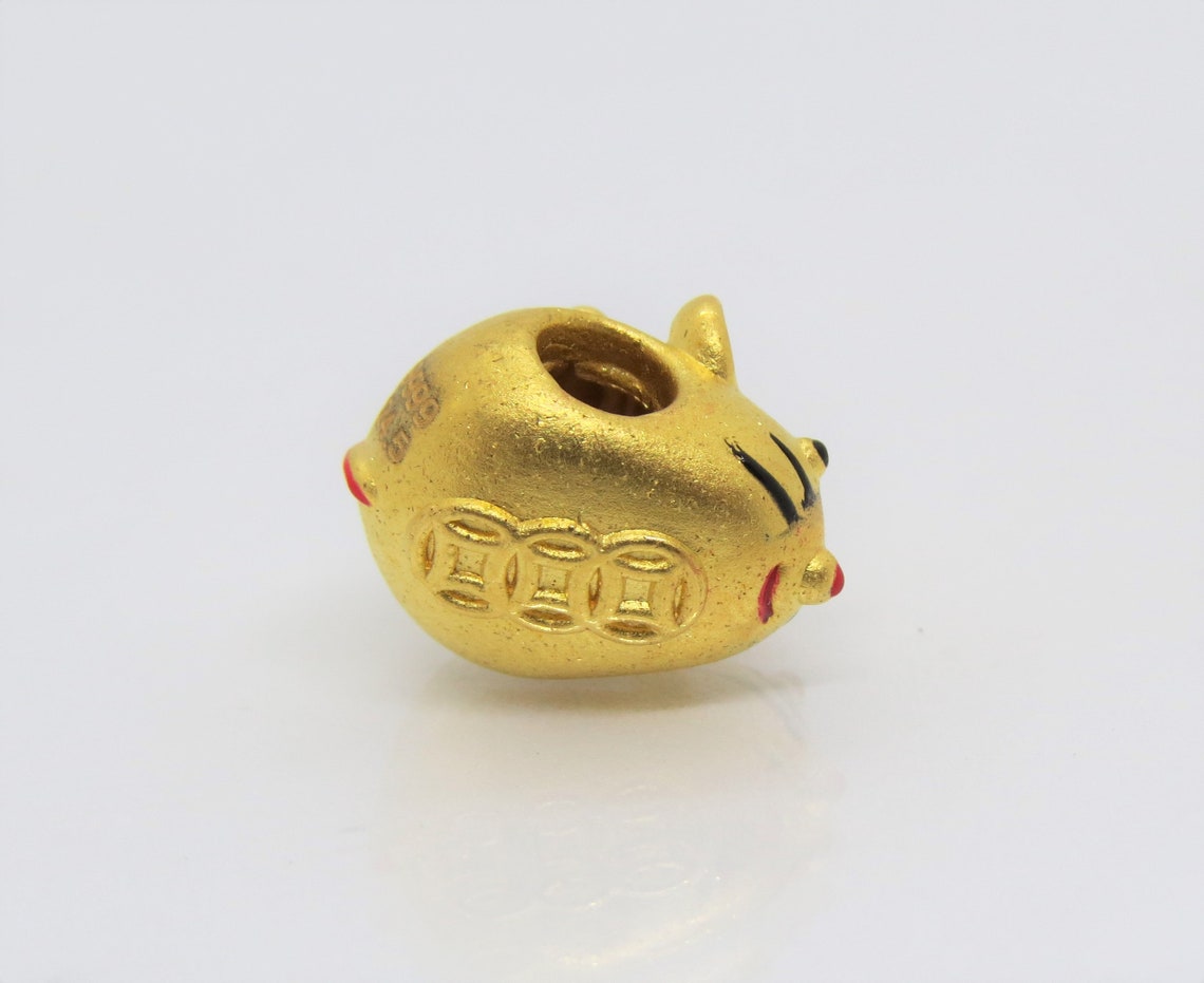 Vintage Pure 24K 9999 Gold Enamel Rat Mouse Charm Bead - Etsy
