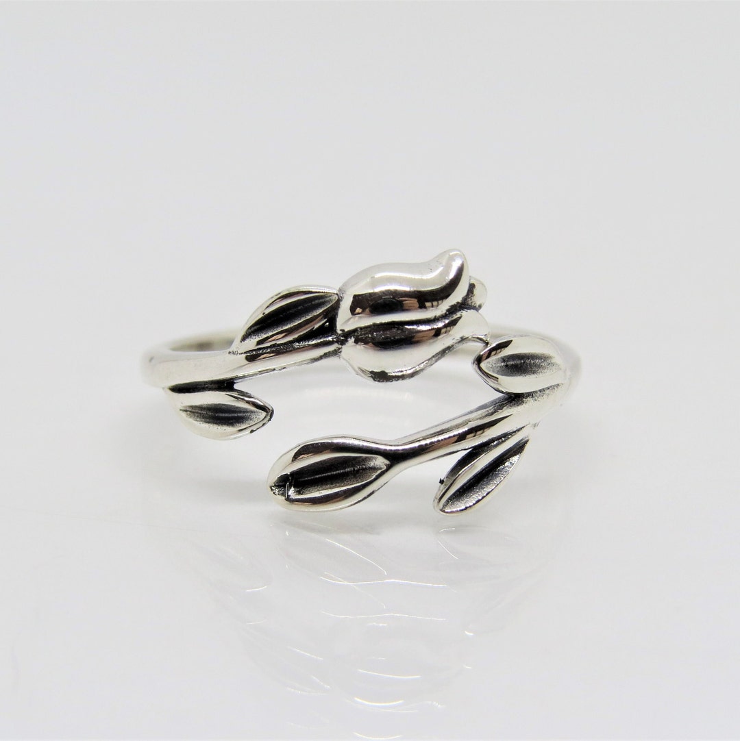 Sterling Silver Flower Leaf Ring Size 6 - Etsy