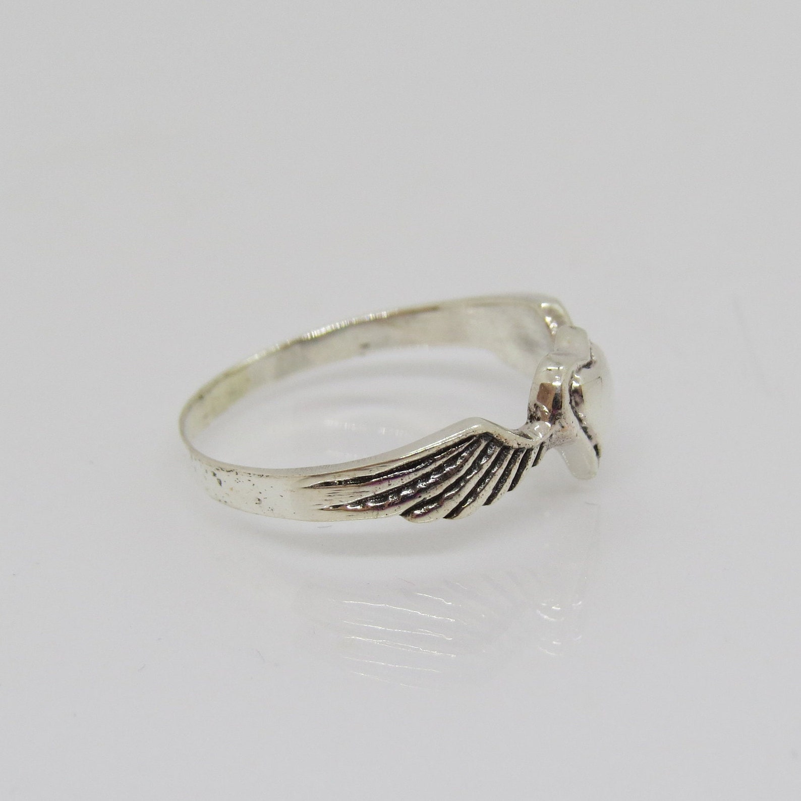 Vintage Sterling Silver Heart & Wings Ring Size 9 - Etsy