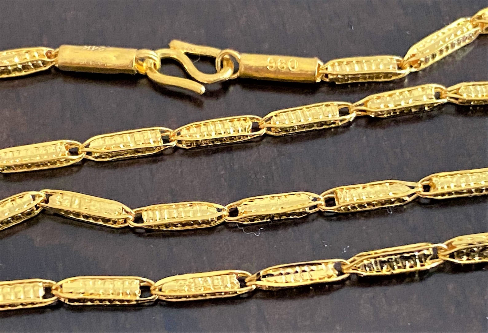 Vintage 24K 980 Pure Gold Bamboo Link Chain Necklace | Etsy