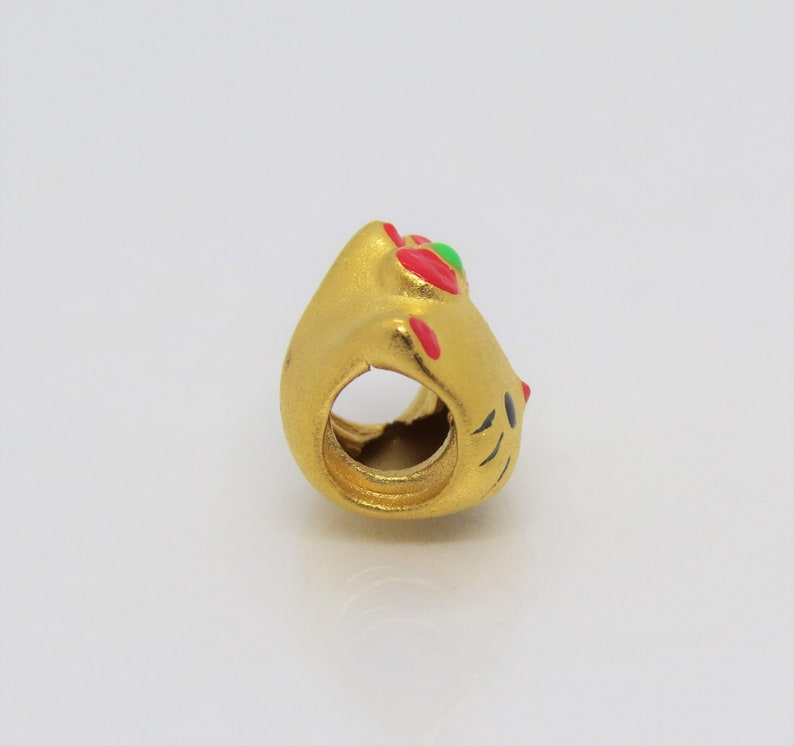 Vintage Pure 24K 9999 Gold Enamel Kitty Cat Charm Bead Pendant - Etsy