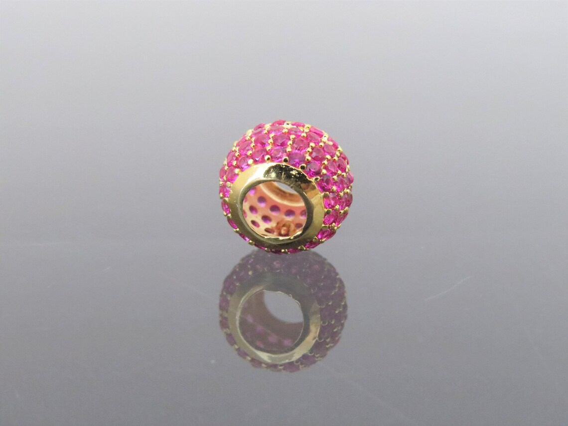 Vintage 18K Solid Yellow Gold Ruby Ball Slide Pendant - Etsy