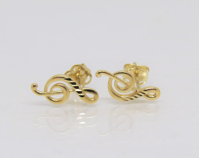 Vintage 14K Solid Yellow Gold Music Note Earrings - Etsy