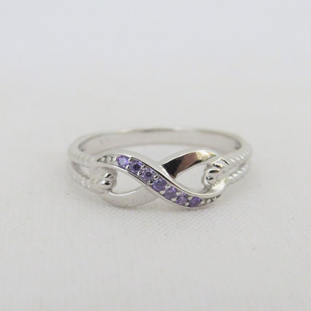 Vintage Sterling Silver Amethyst Infinity Knot Ring Size 7 - Etsy