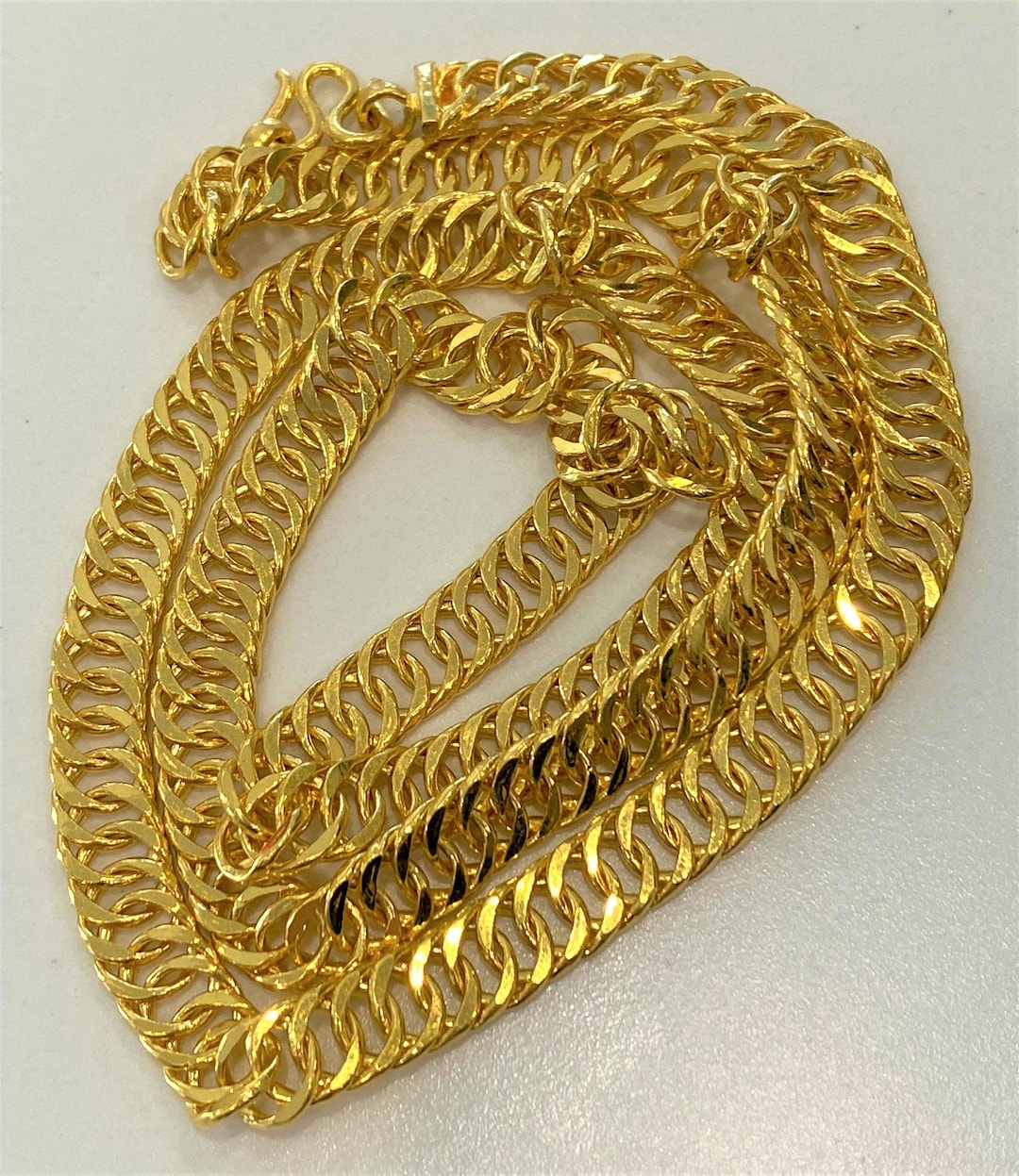 24K 980 Pure Gold Cuban Link Chain Necklace 25'' - Etsy