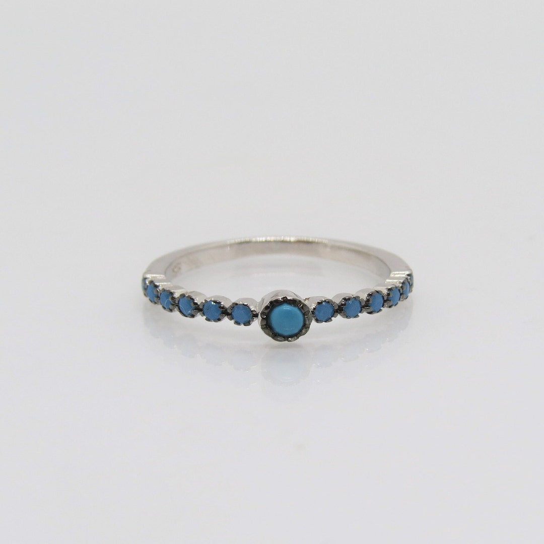 Vintage Sterling Silver Turquoise Band Ring Size 6 - Etsy