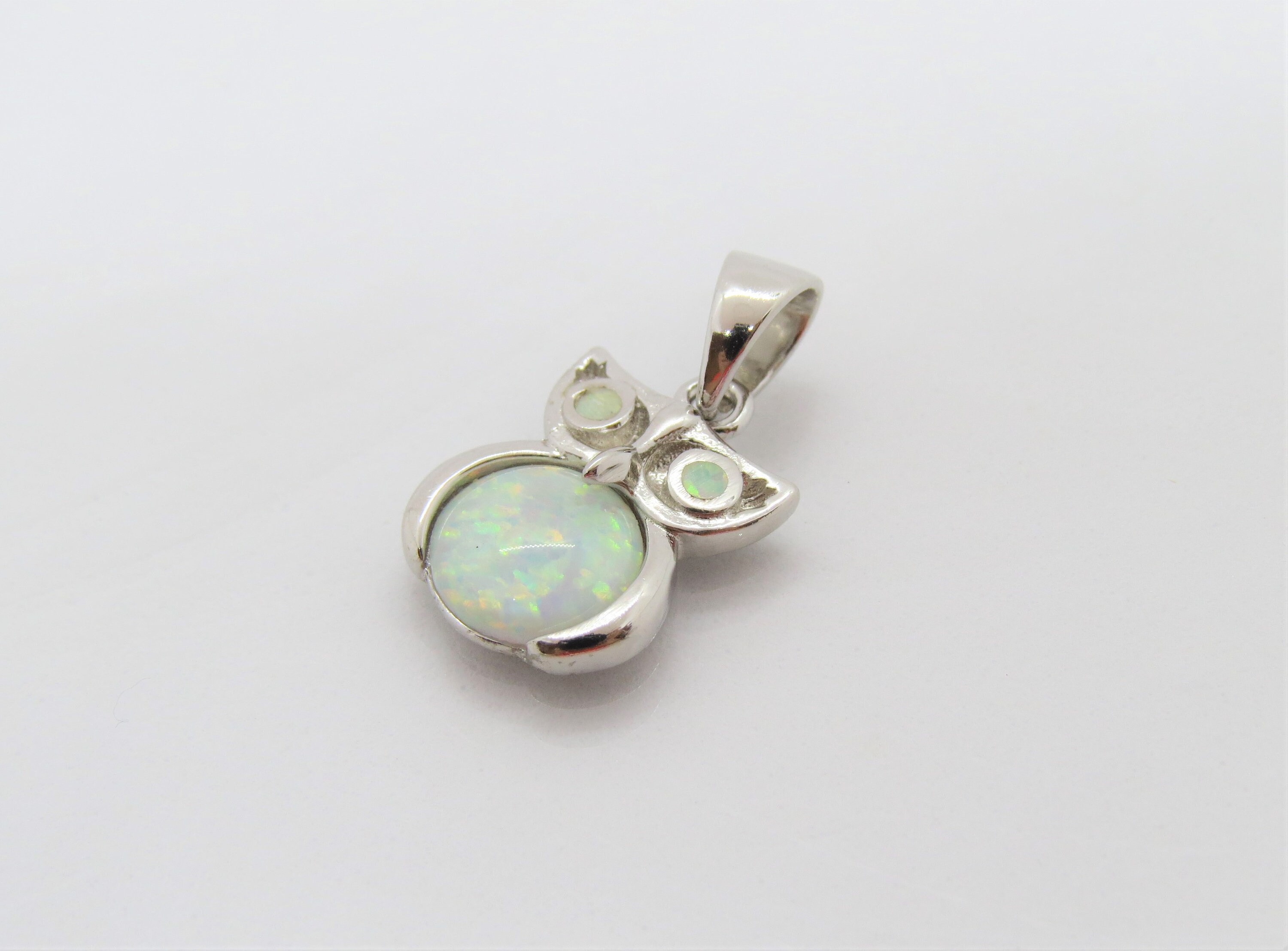 Vintage Sterling Silver White Opal Owl Pendant - Etsy