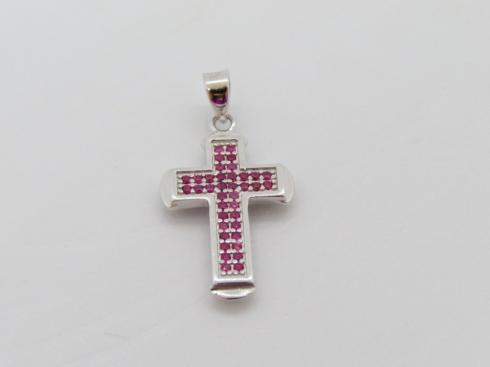 Vintage Sterling Silver Ruby Pave Cross Pendant - Etsy