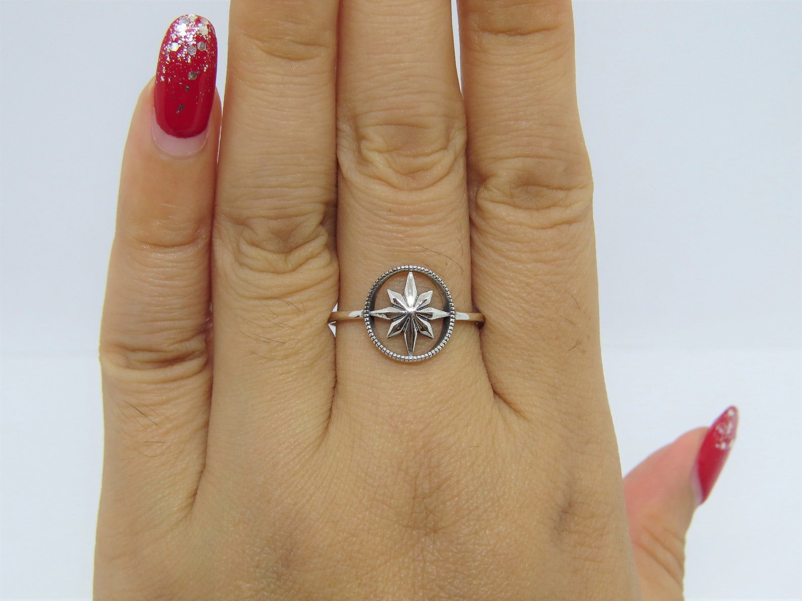 Vintage Sterling Silver Compass Ring Size 9 | Etsy