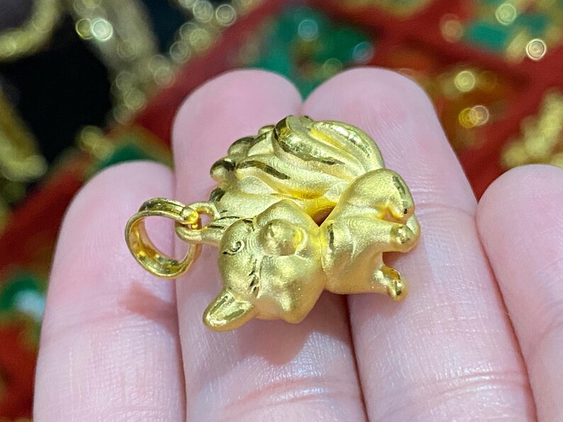 Vintage 24K 999 Pure Gold Fox Love Pendant. - Etsy