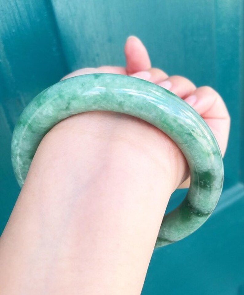 Vintage Translucent Green Black Jadeite Jade Bangle Bracelet | Etsy