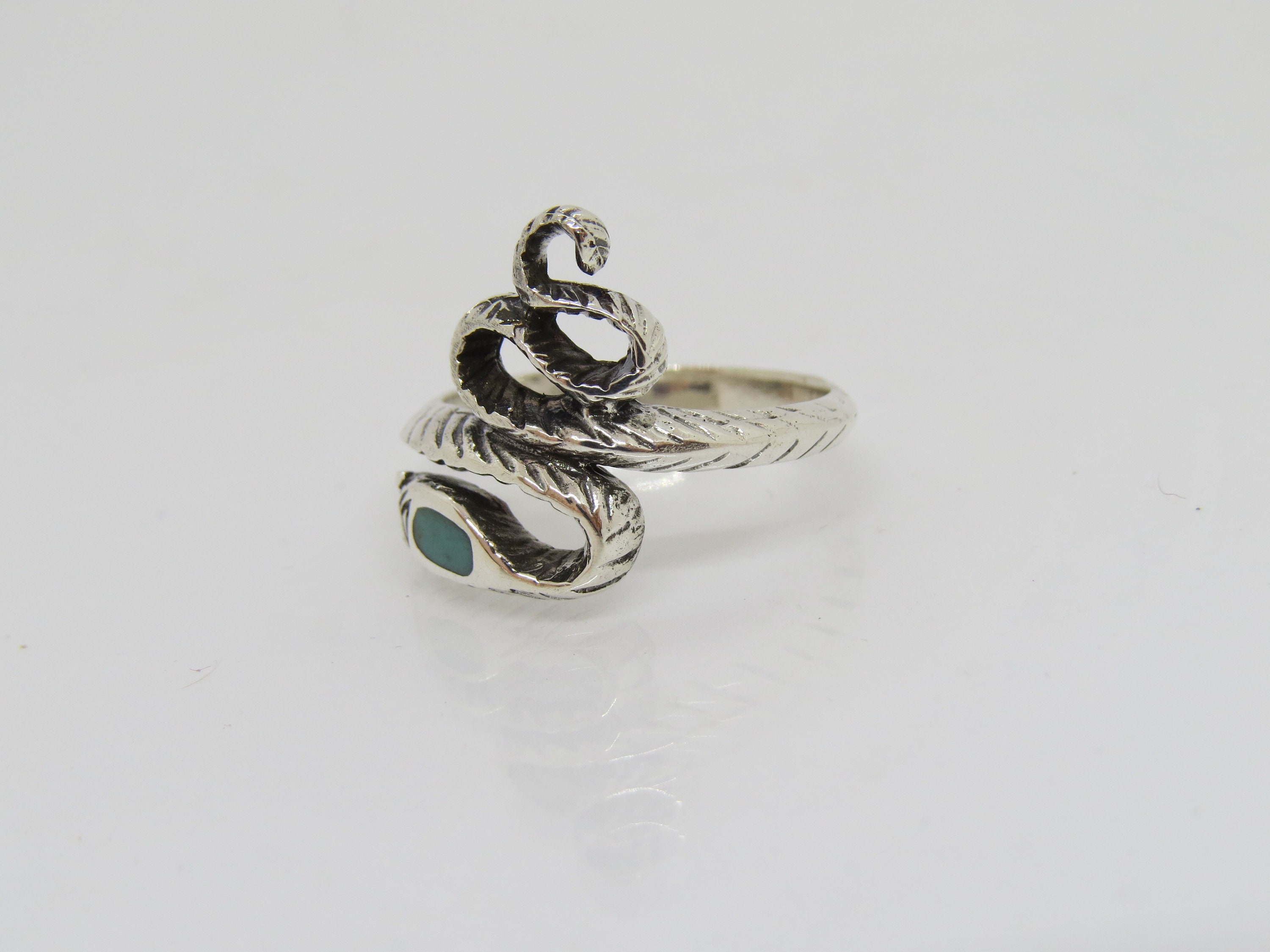 Vintage Sterling Silver Turquoise Snake Ring Size 9 | Etsy