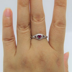 Sterling Silver Ruby Heart Filigree Ring Size 7 - Etsy