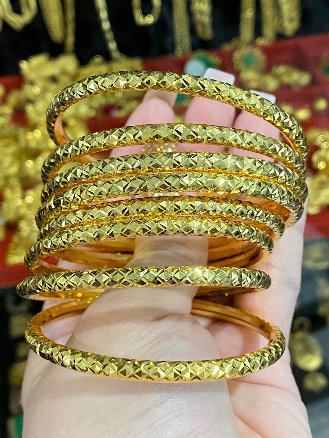 Vintage 15K 610 Yellow Gold Round Bangle Bracelet 50MM 52MM 54MM - Etsy