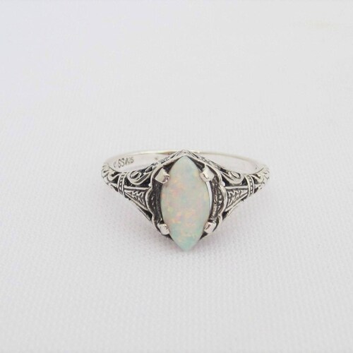 Vintage Sterling Silver Fire Opal Filigree Three Stone Ring - Etsy