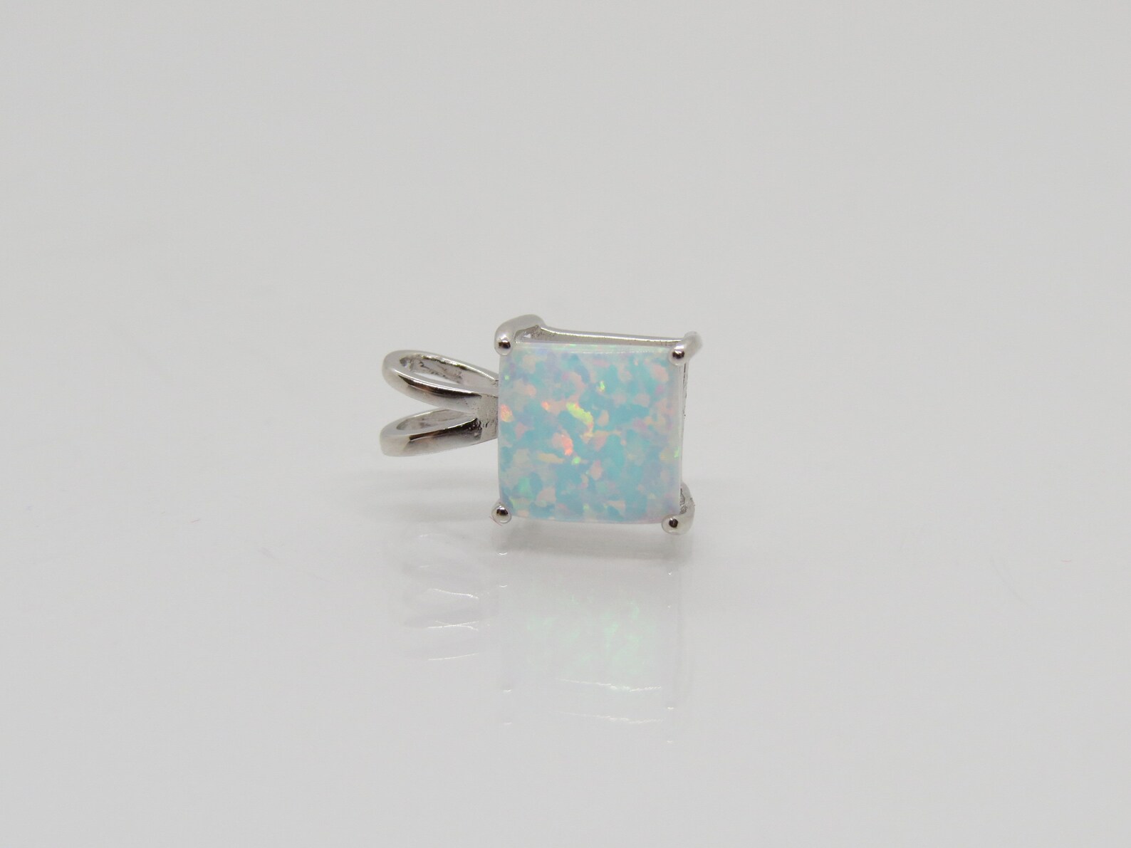 Vintage Sterling Silver Square Cut White Opal Charm Pendant - Etsy