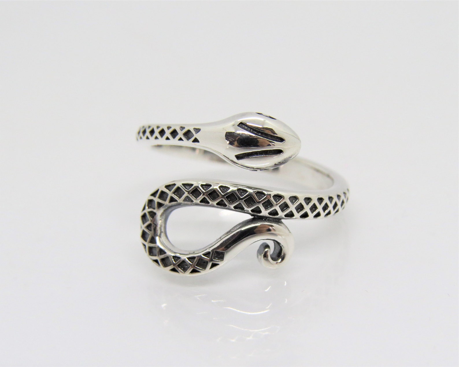 Vintage Sterling Silver Snake Ring Size 8 | Etsy