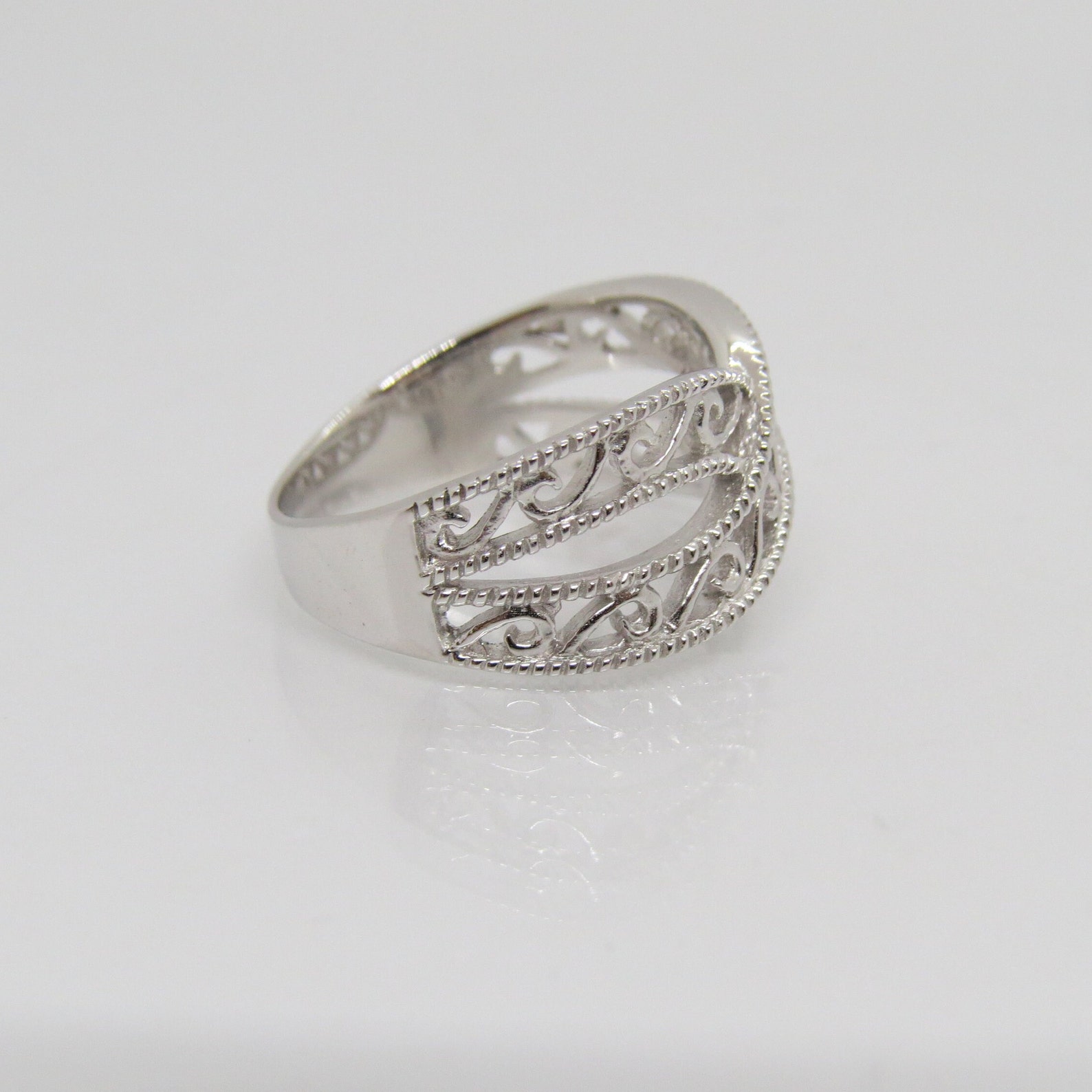 Vintage Sterling Silver Filigree Ring Size 8 - Etsy