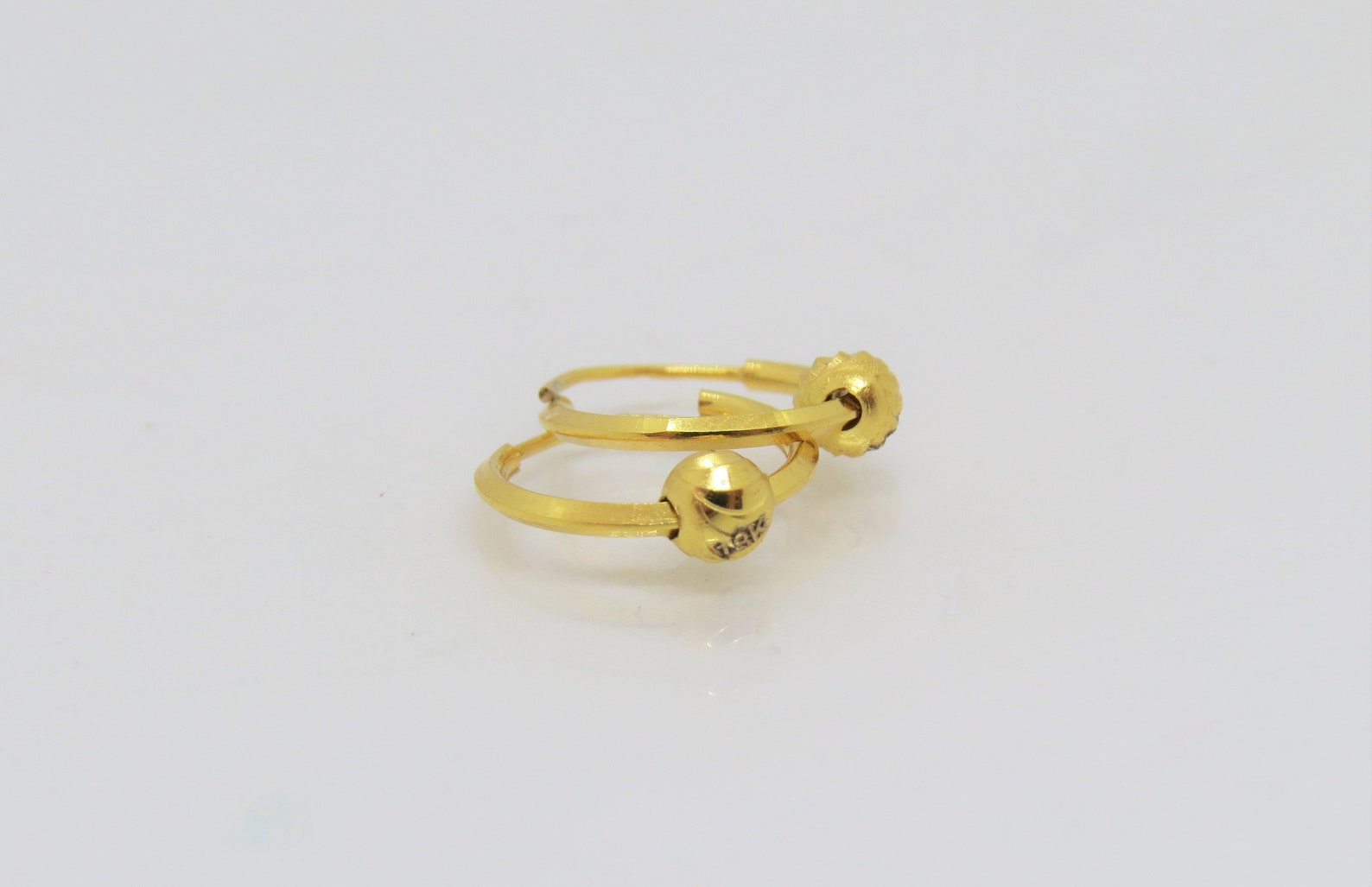 18K Solid Yellow Gold Bali Small Baby Girls Hoops Vintage - Etsy