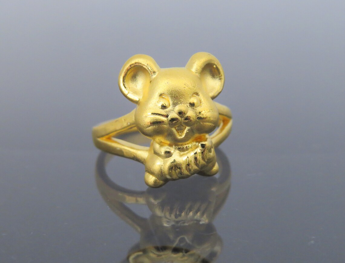 Vintage 24K 9999 Pure Gold Rat Mouse Ring Size 6.25 - Etsy
