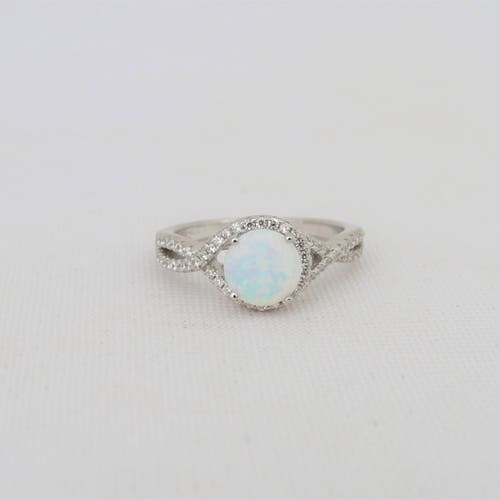 Vintage Sterling Silver Fire Opal & White Topaz Halo Ring Size - Etsy