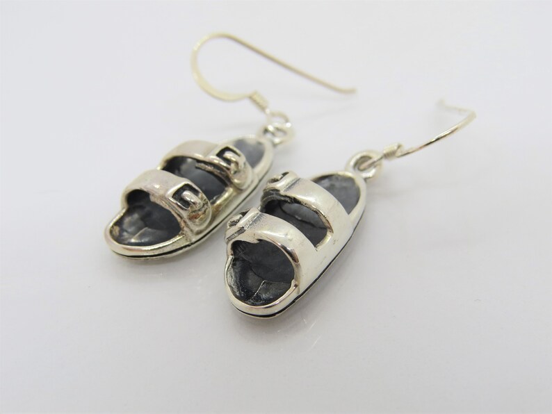 Vintage Sterling Silver Sandal Dangle Earrings | Etsy