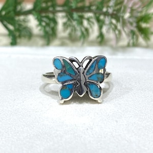 Vintage Sterling Silver Turquoise Butterfly Ring Size 7 - Etsy
