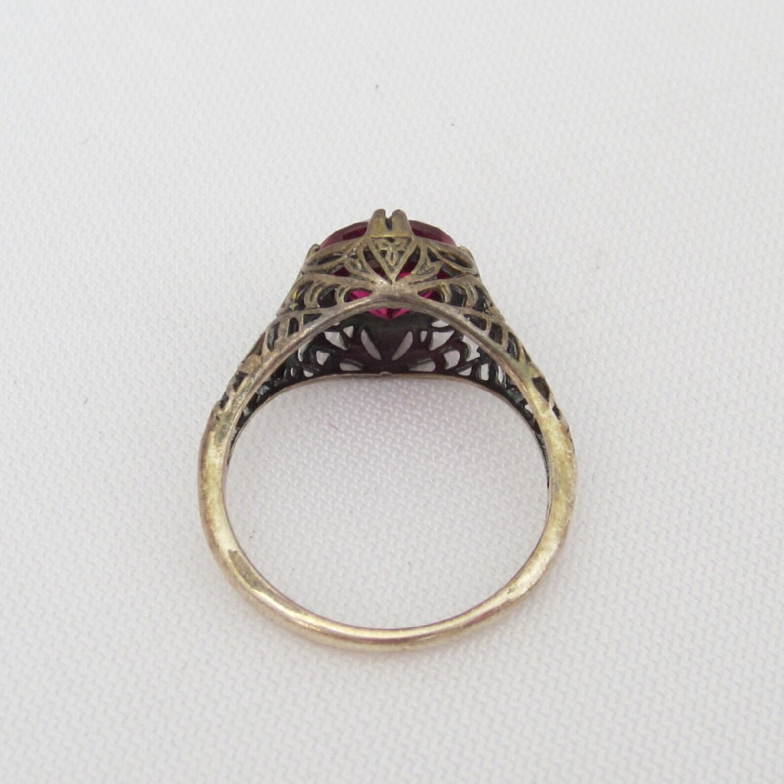 Vintage Sterling Silver Ruby Filigree Ring Size 8 - Etsy