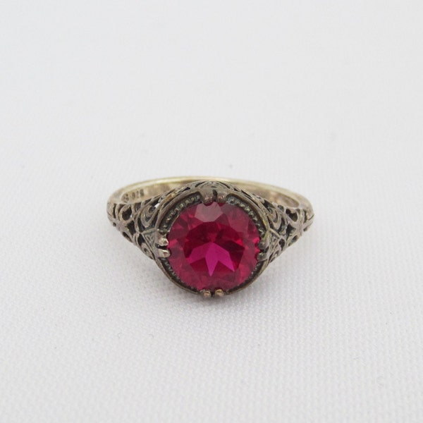 Ruby Filigree Ring - Etsy