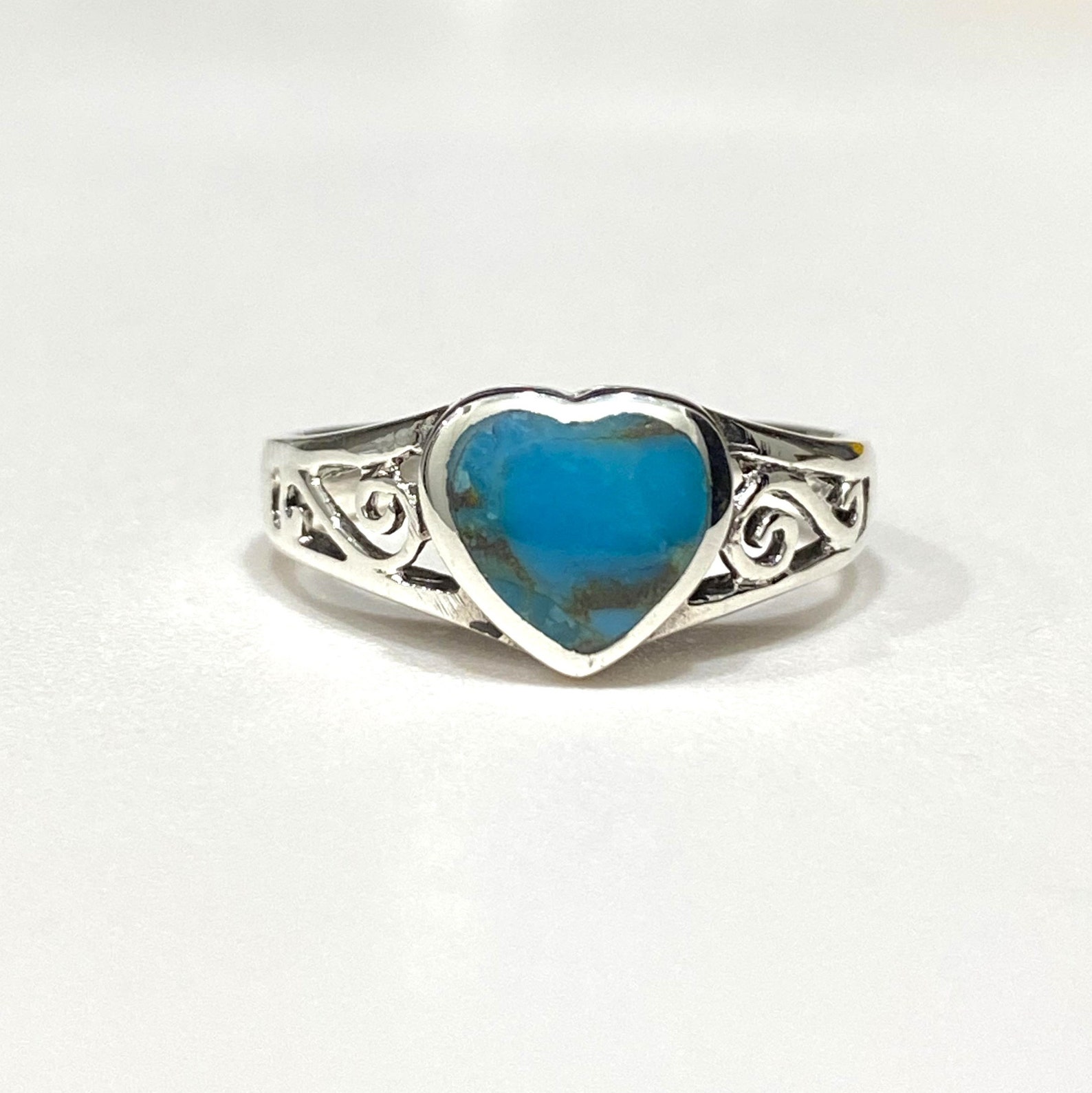 Vintage Sterling Silver Turquoise Heart Ring Size 8. - Etsy