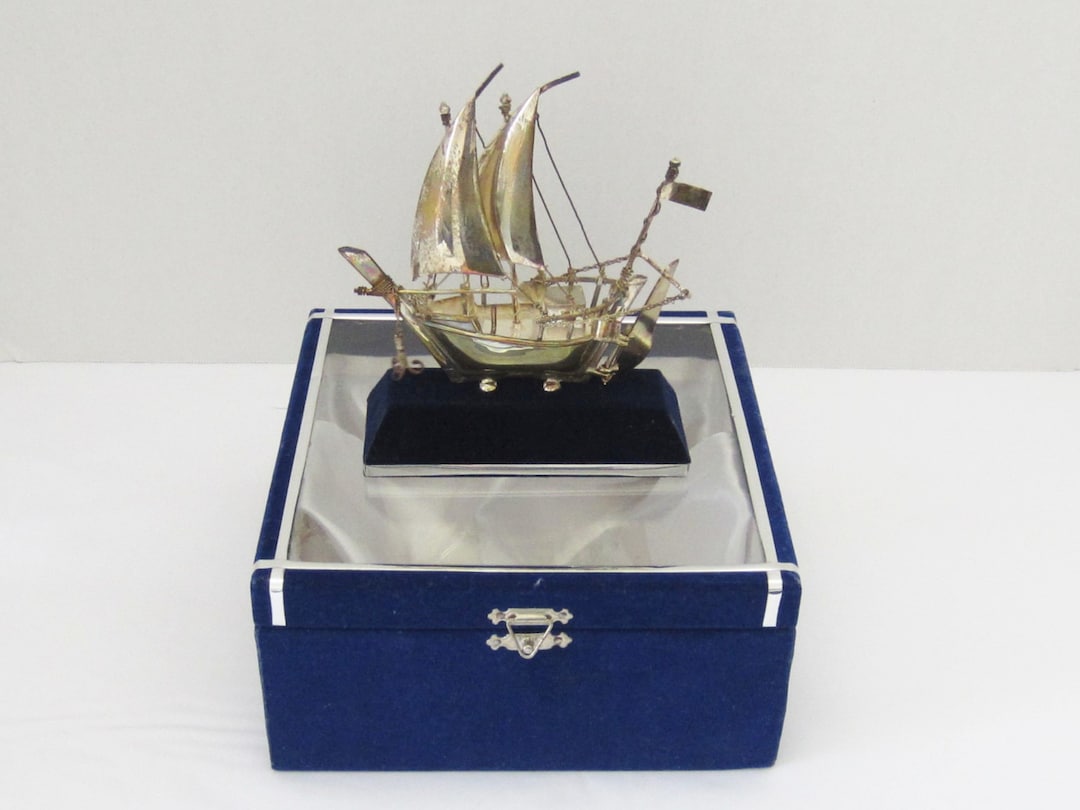Vintage Sterling Silver Sail Boat Ship Statue With Gift Box - Etsy