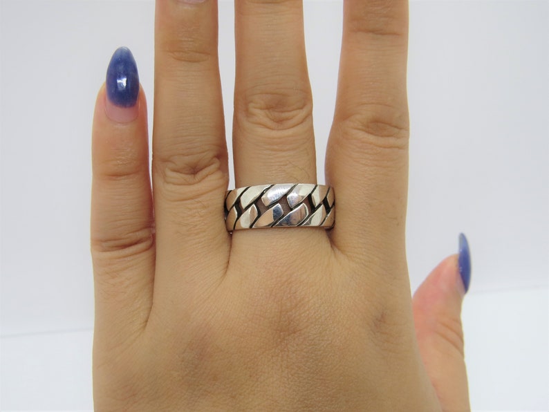 Vintage Sterling Silver Heavy Link Unisex Band Ring Size 12 | Etsy