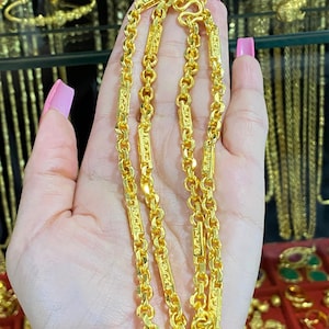 24K 980 Pure Gold Dragon Rolo Link Chain Necklace 24'' - Etsy
