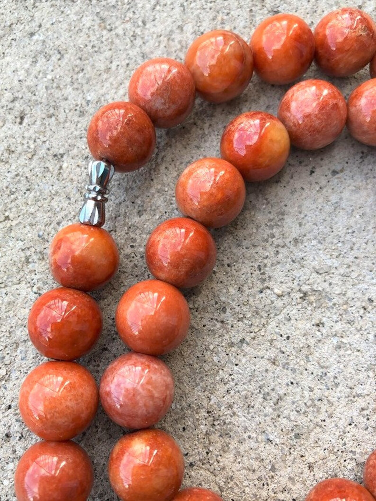 Vintage Translucent Orange Red Jadeite Jade Necklace 22'' Length - Etsy