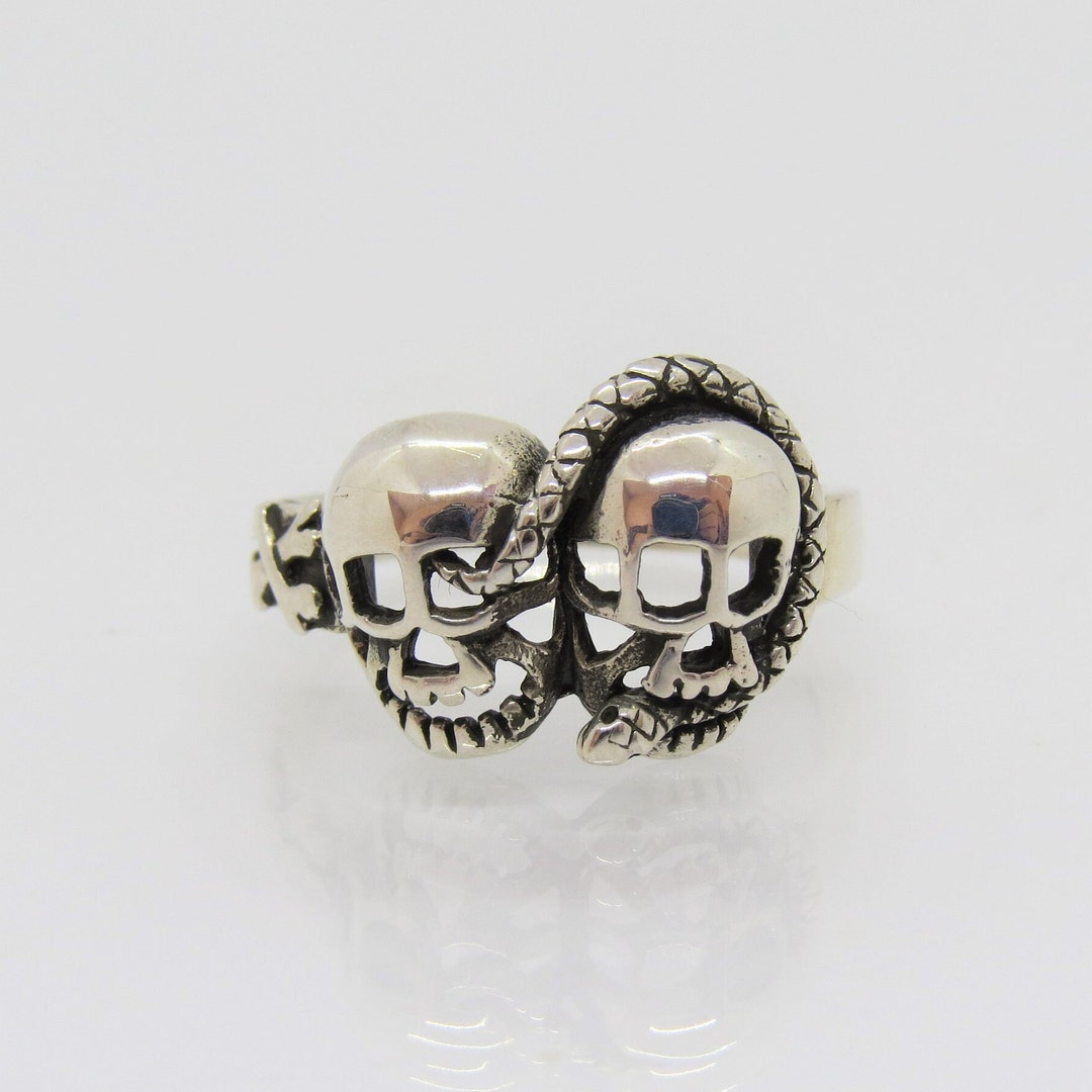 Sterling Silver Snake & Skulls Ring Size 9 - Etsy