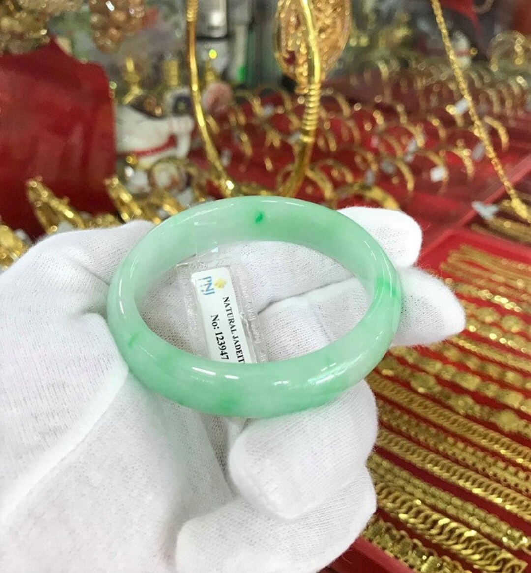 Translucent Natural Green Jadeite Jade Vintage Bangle Bracelet 56.2MM ...