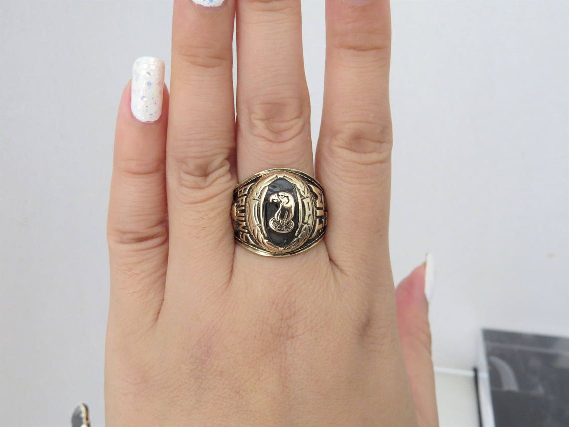 Vintage 10K Solid Yellow Gold Dark Black Onyx 1965 Class Ring - Etsy