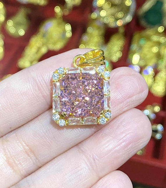 Vintage 15K 610 Solid Gold Pink Sapphire & White Topa… - Gem