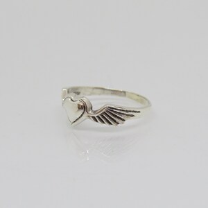 Vintage Sterling Silver Heart & Wings Ring Size 9 | Etsy