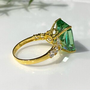 Vintage 15K 610 Solid Gold Emerald & White Topaz Ring Size 8 - Etsy