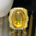 Vintage 15K 610 Yellow Gold Citrine Cabochon & White Topaz Tiger Ring ...