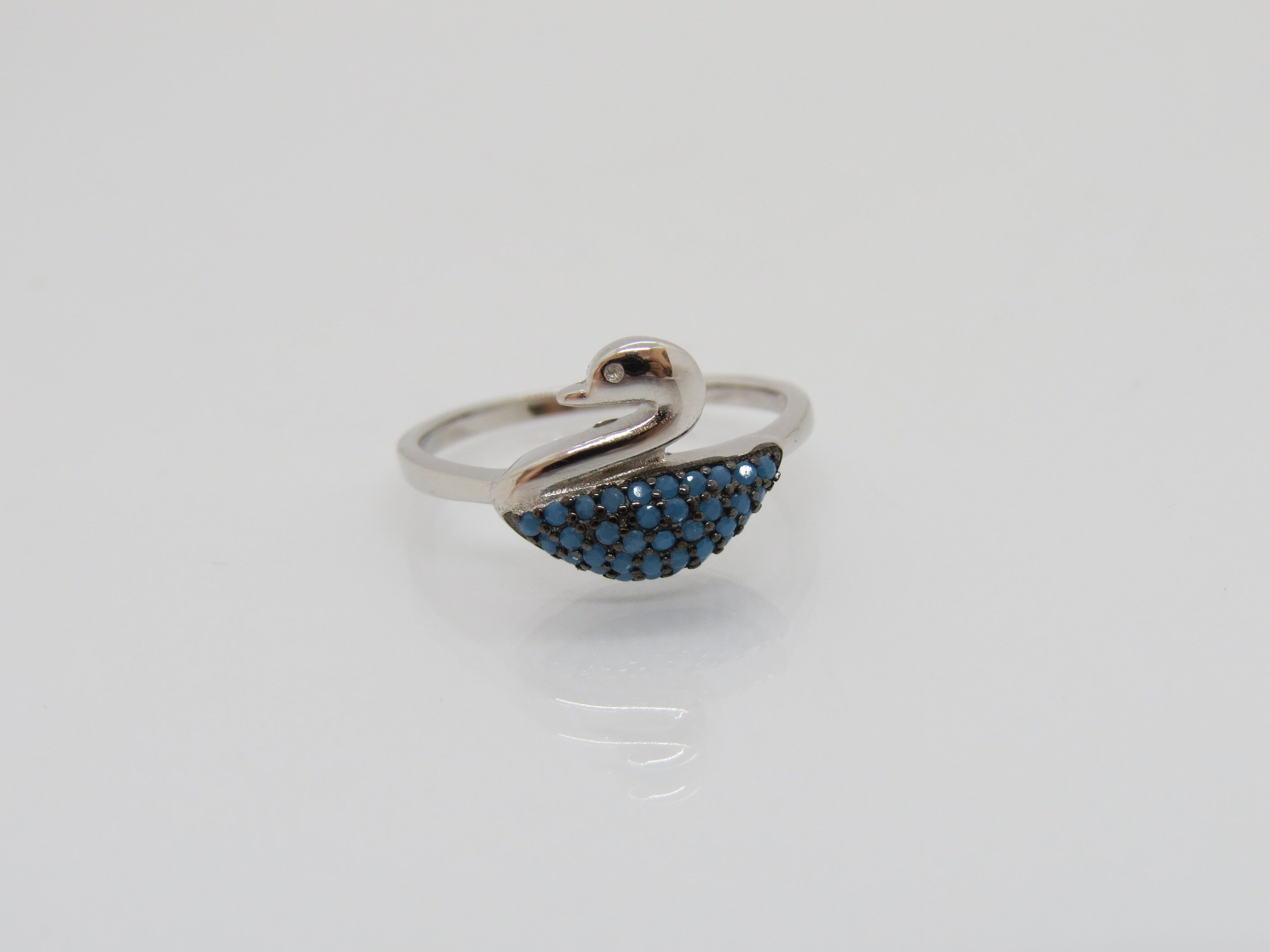 Vintage Sterling Silver Turquoise Swan Ring Size 7 | Etsy