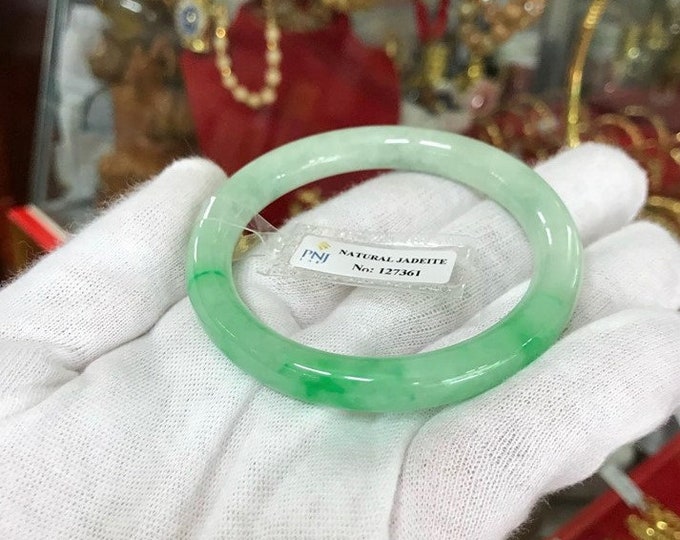 Translucent Natural Green Jadeite Jade Vintage Bangle Bracelet 54.9MM ...