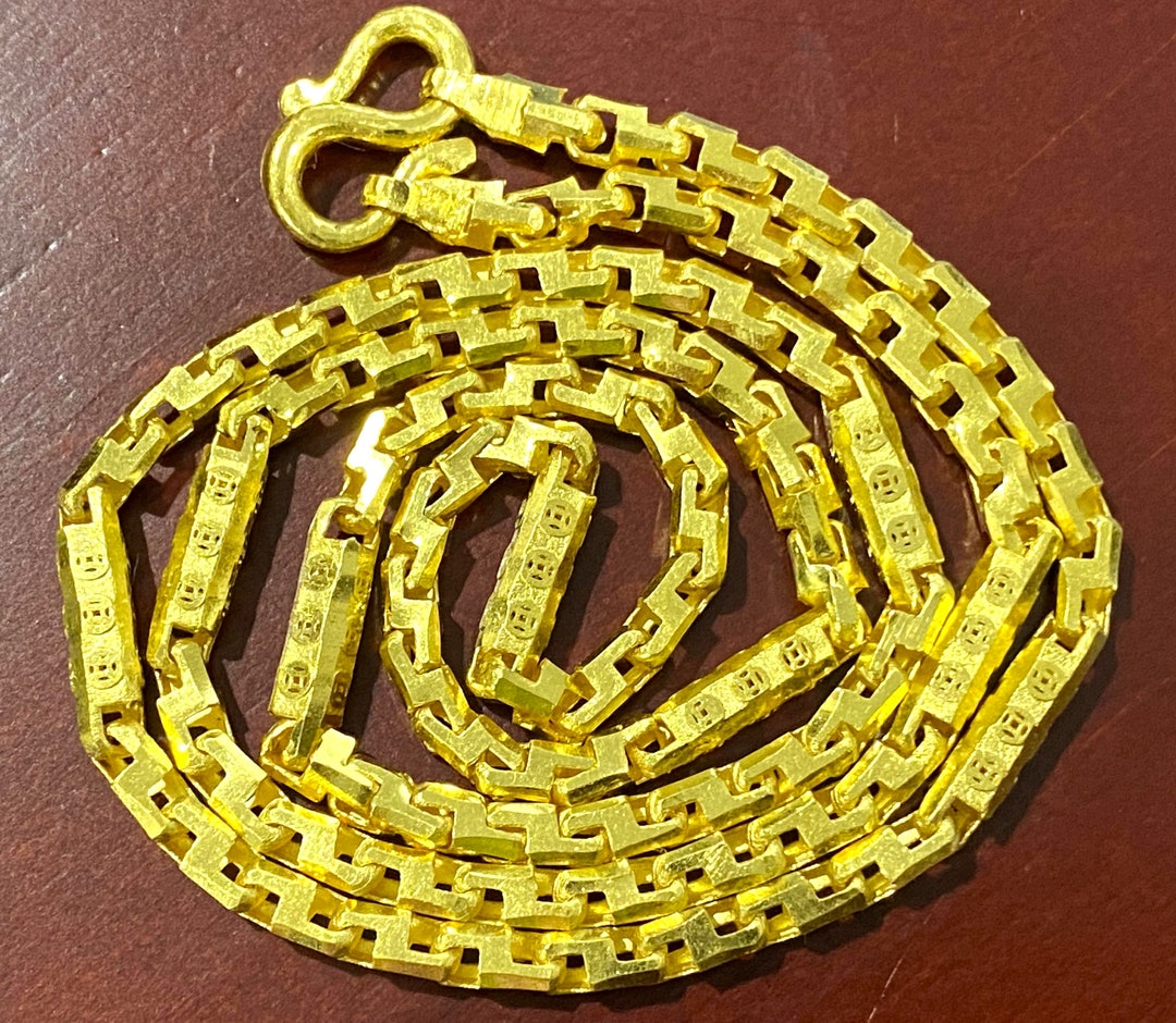 23K 980 Pure Gold Money Coin Rolo Link Chain Necklace 19'' Length - Etsy