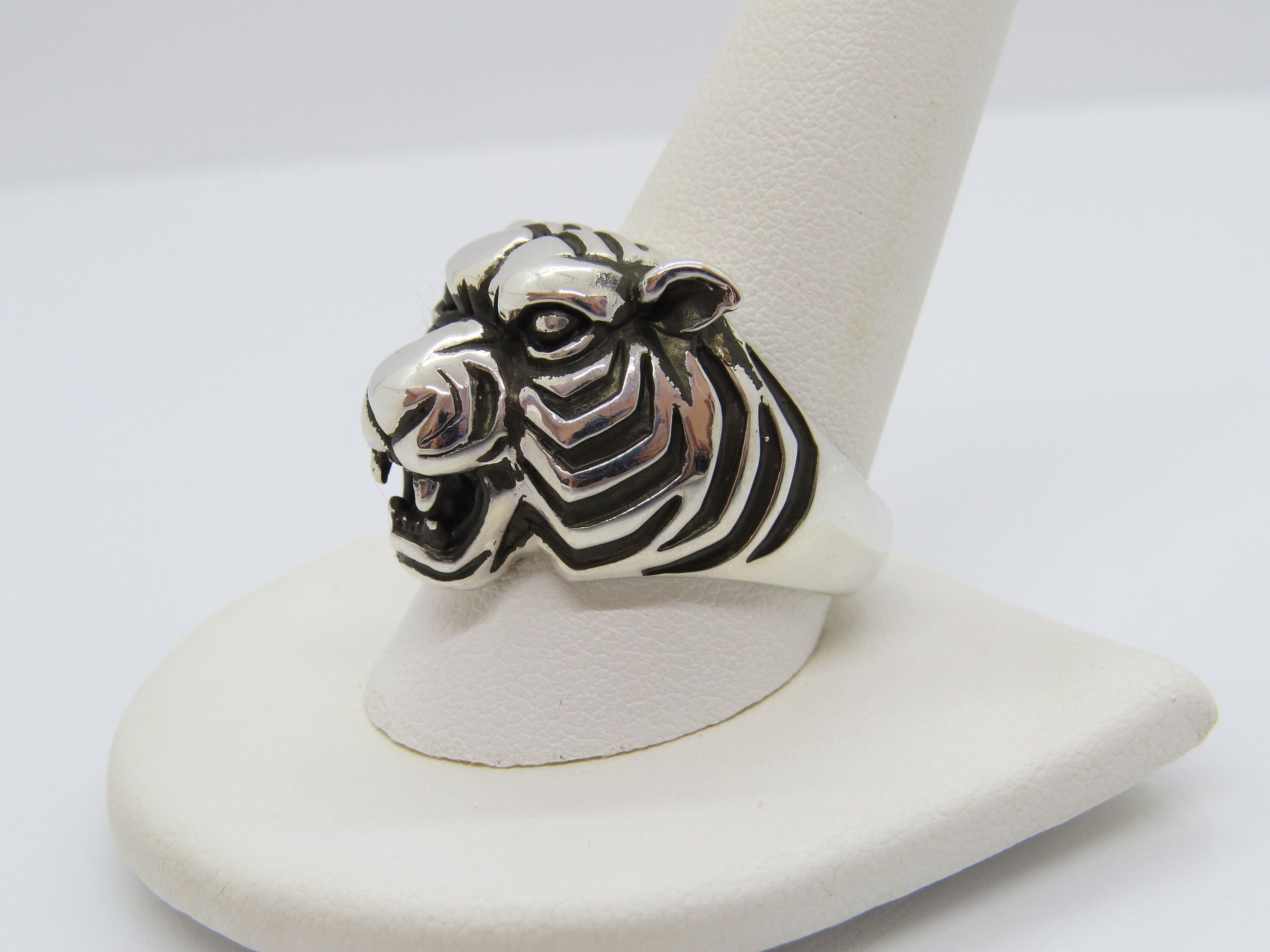 Vintage Sterling Silver Tiger Head Men's Ring Size 9 | Etsy