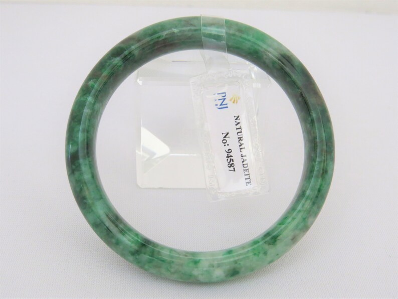 Translucent Natural Floral Green, Black Jadeite Jade Vintage Bangle ...