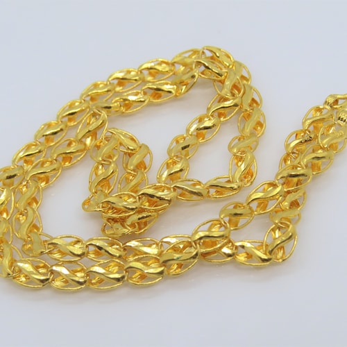 Vintage 24K 980 Solid Gold Cuban Link Chain Necklace - Etsy